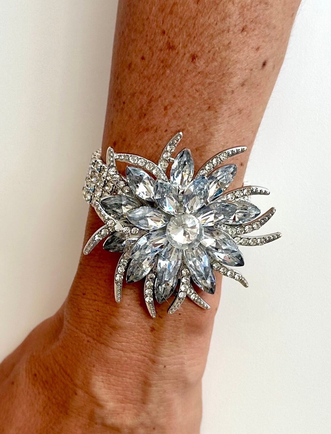 Silver Wrist Corsage, Bling Wrist Corsage, Crystal Wrist Corsage, Prom ...