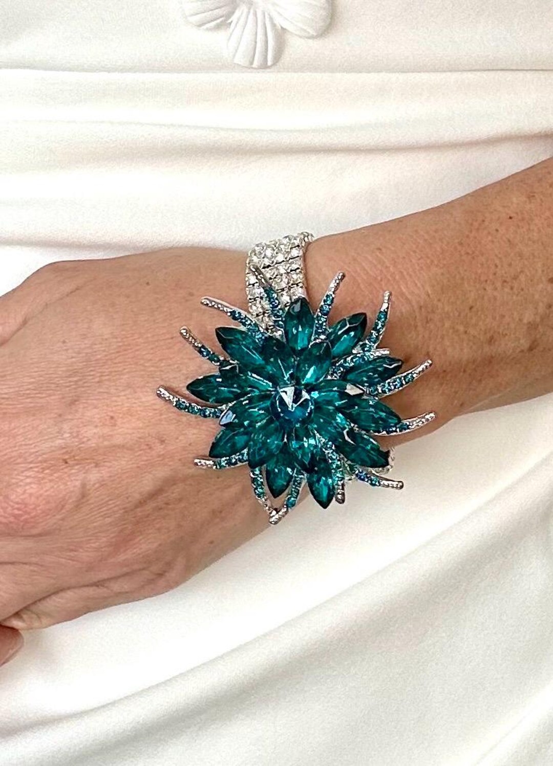 Jewel Wrist Corsage, Navy Wrist Corsage, Crystal Wrist Corsage, Prom ...