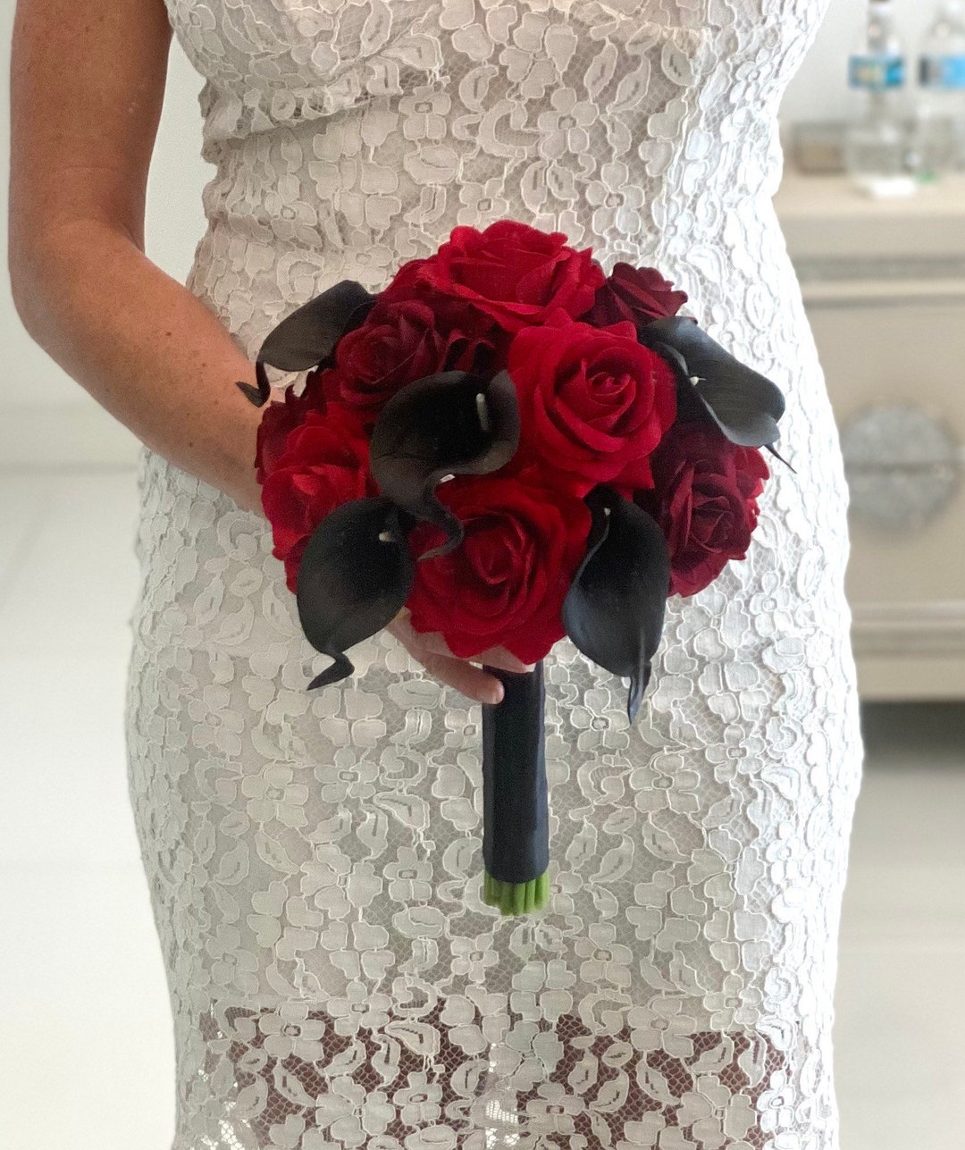 Black Calla Lily Bouquet, Black and Red Bouquet, Black and Red Calla ...