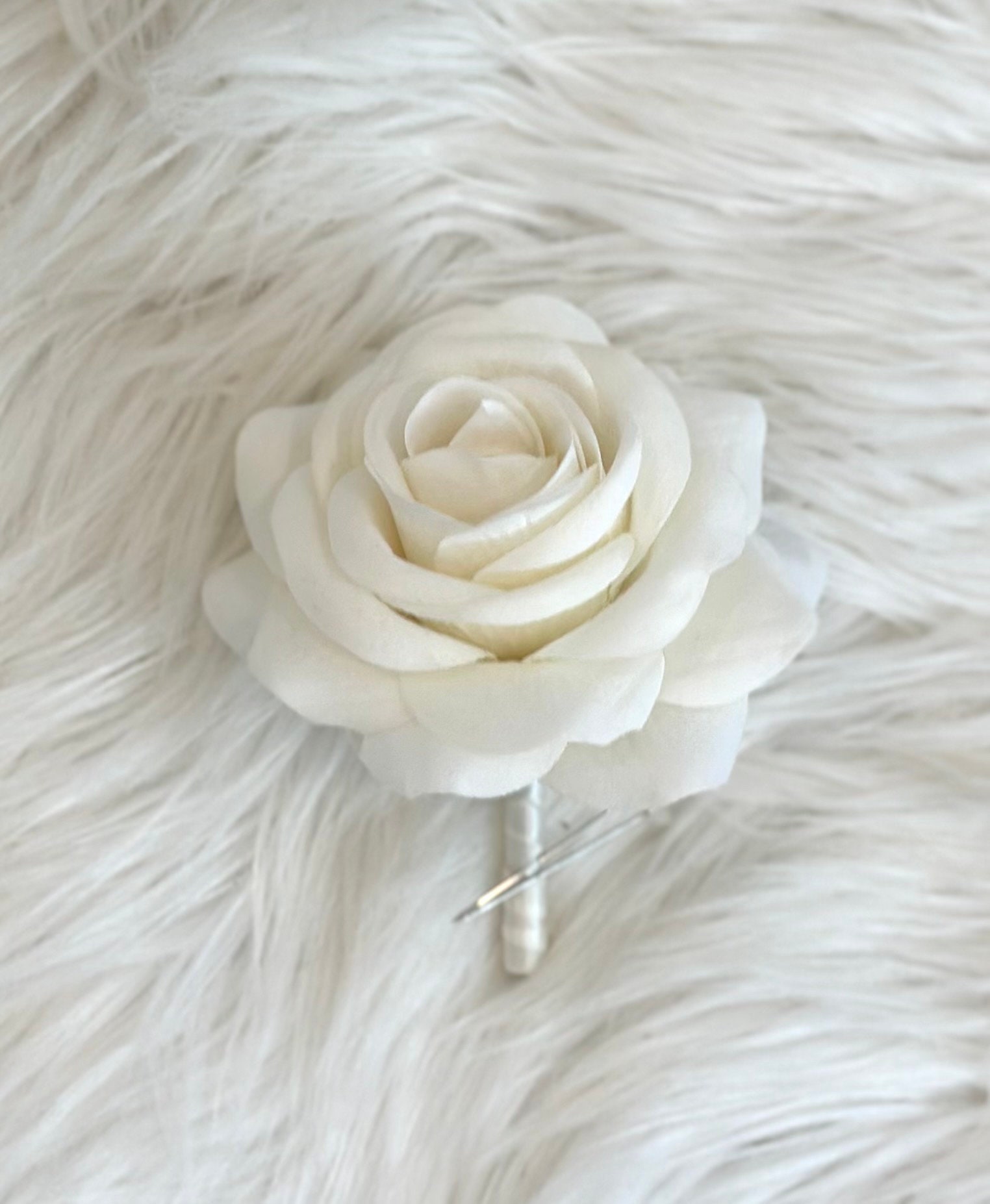 Ivory Silk Rose Boutonnière: Groom Lapel Flower - Etsy
