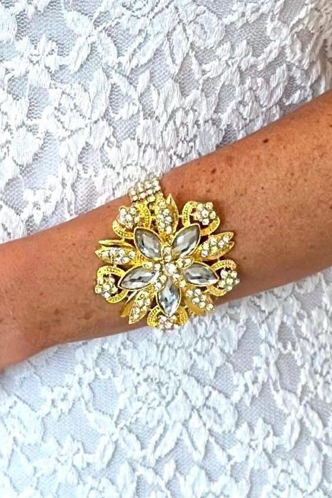 Gold Jewel Wrist Corsage: Crystal Prom Bracelet - Etsy