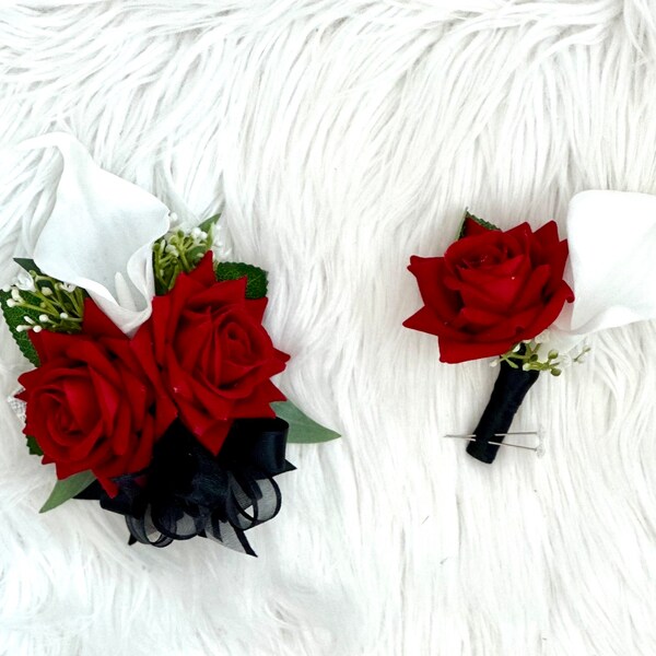 Red White Corsage - Etsy