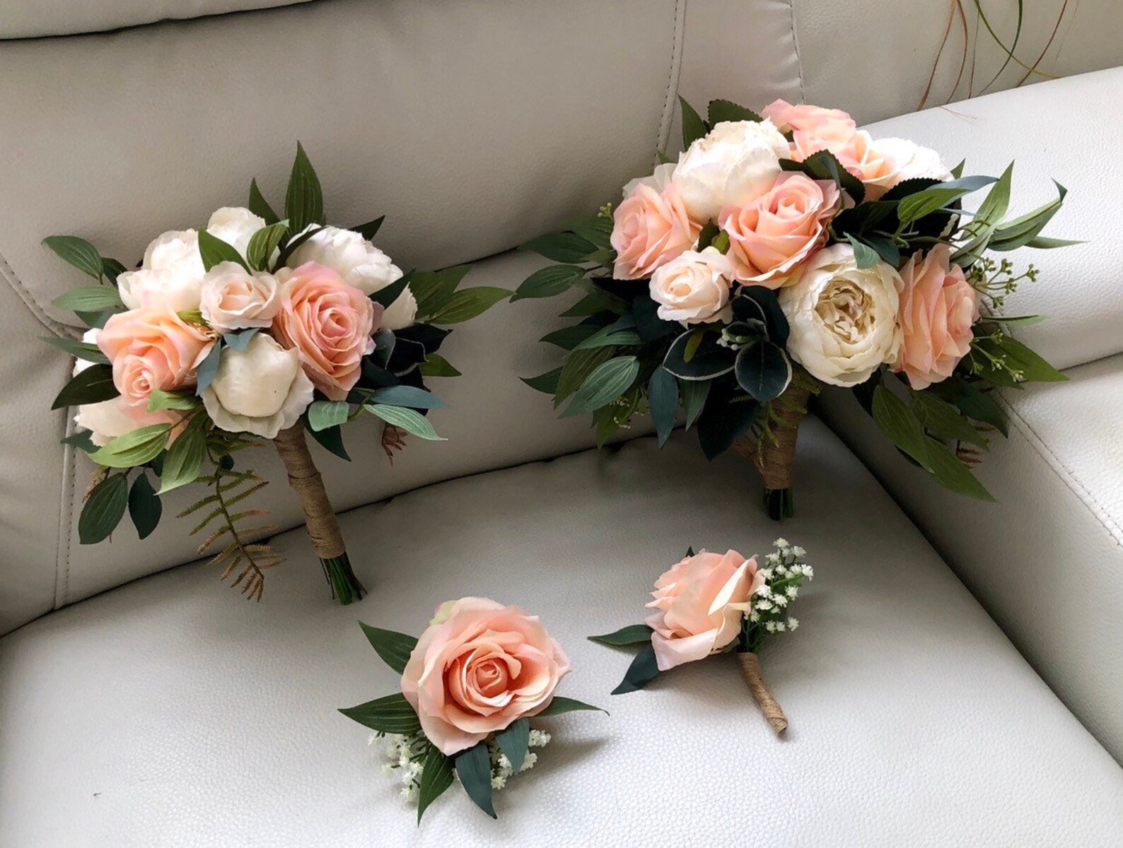 Pricing in Description Peach Rose Bouquet Peony Bouquet Boho - Etsy