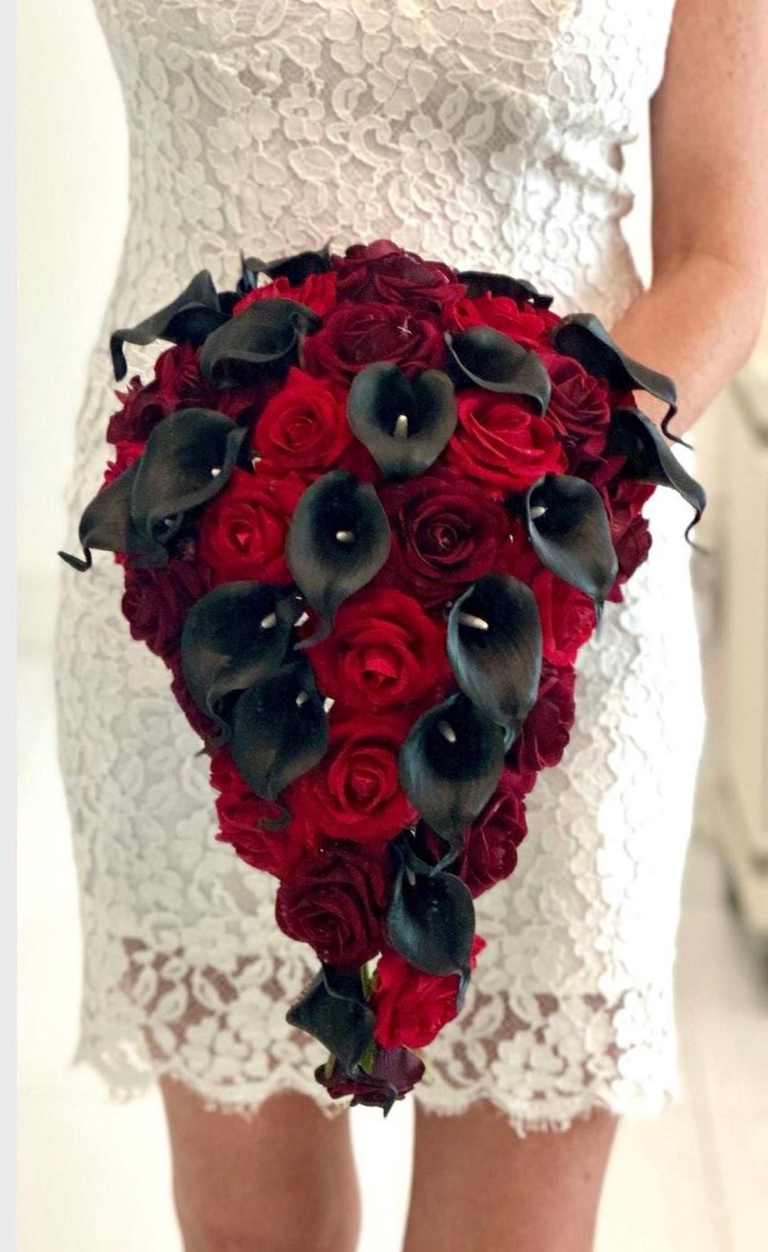 Black Calla Lily Bouquet, Black and Red Bouquet, Black and Red Calla ...