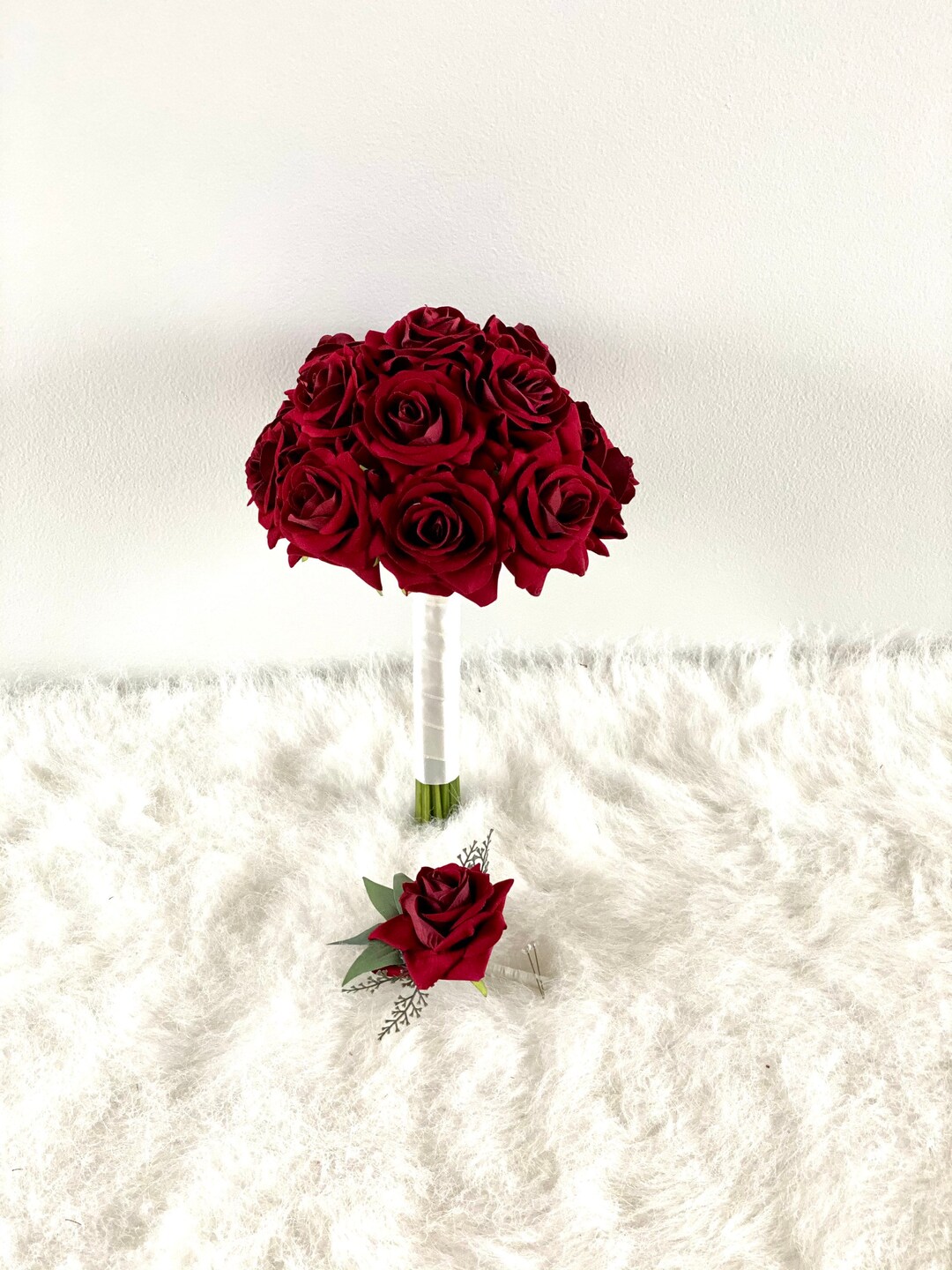 Burgundy Rose Bouquet and Bout Rose Bouquet Red Rose Bouquet - Etsy