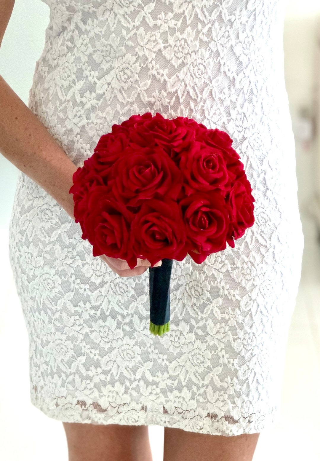 Red Rose Bouquet, Red Bridal Bouquet, Rose Bouquet, Bright Red Rose ...