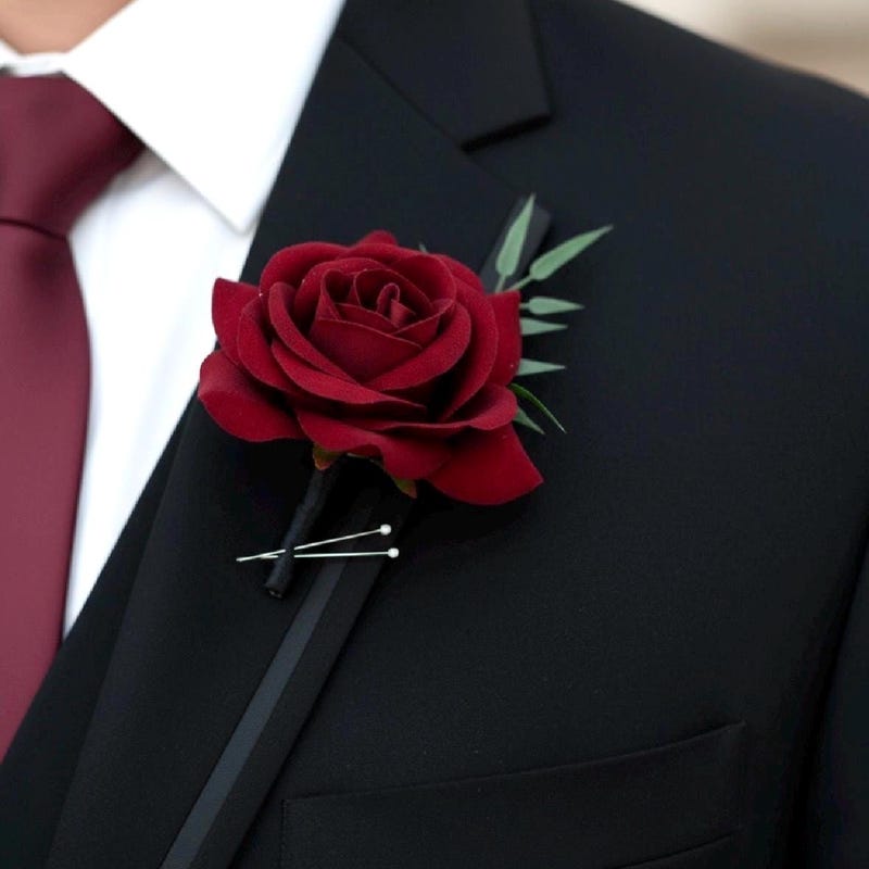 Men Red Rose Lapel Pin - Etsy