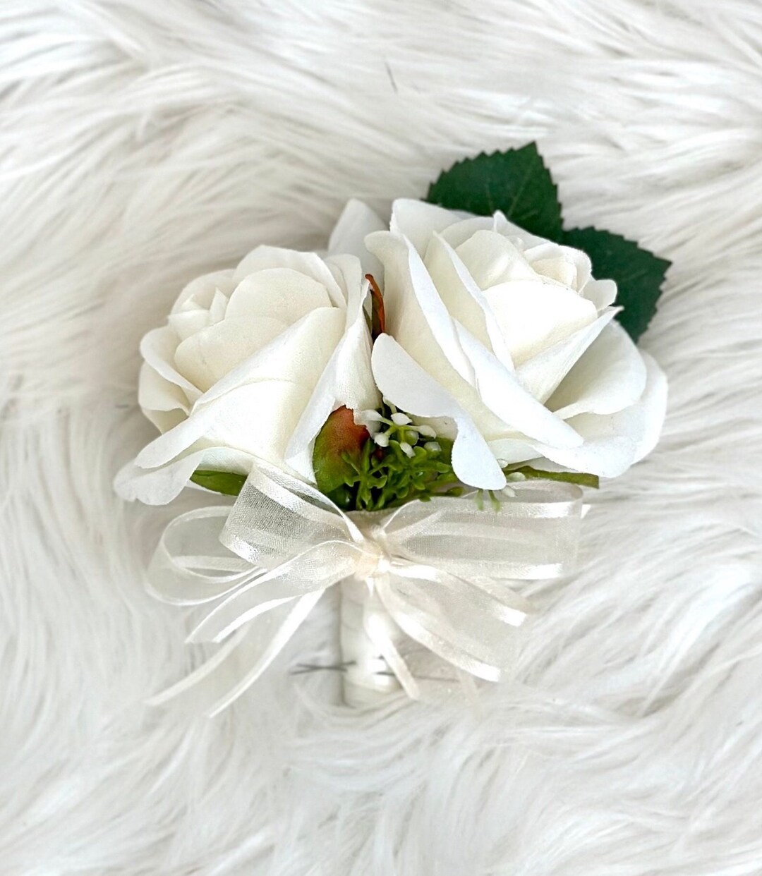Ivory Rose Corsage, Ivory Silk Rose Pin Corsage, White Rose Corsage ...