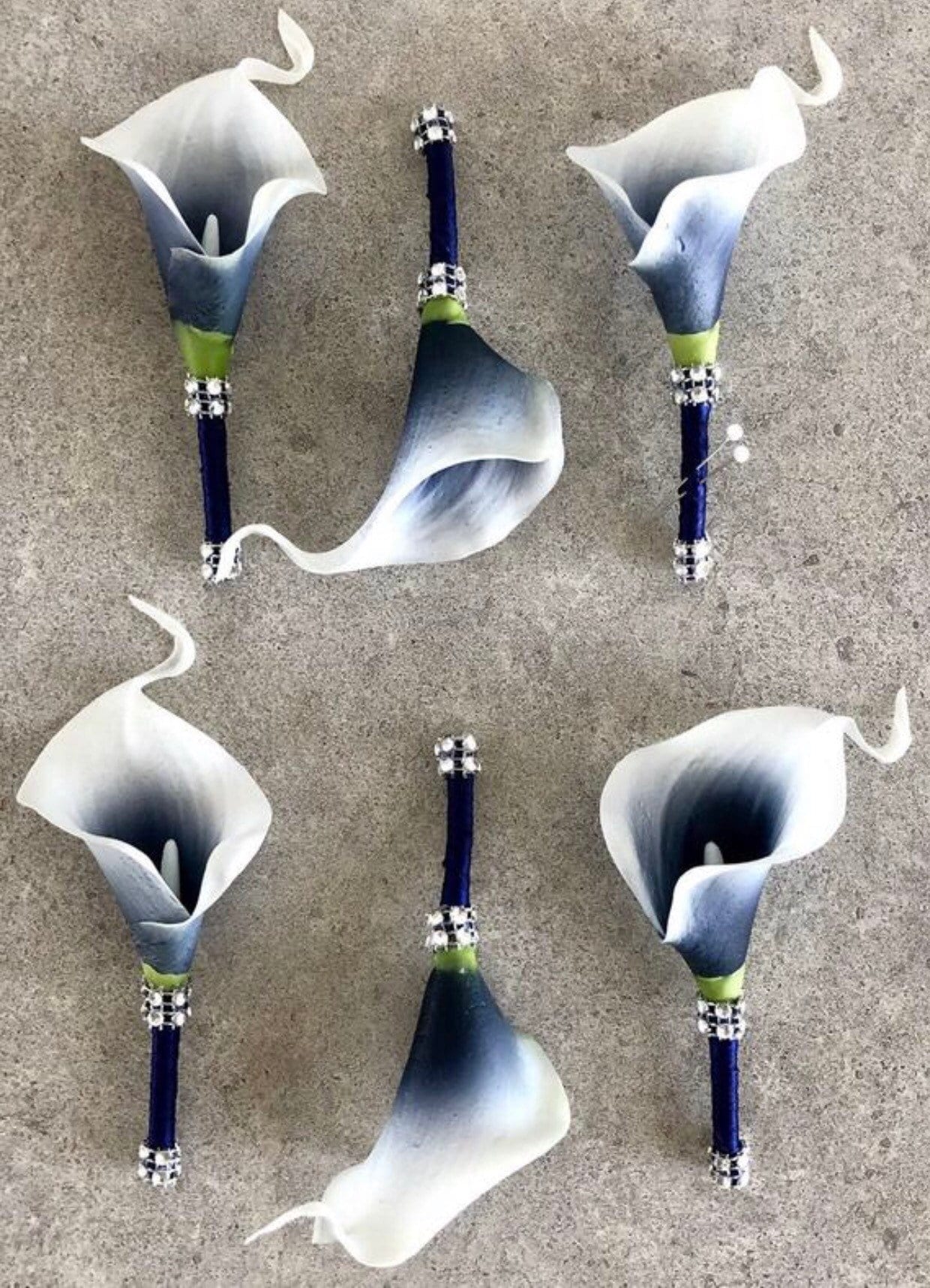 Pricing In Description Navy Blue Calla Lily Bouquet Picasso | Etsy