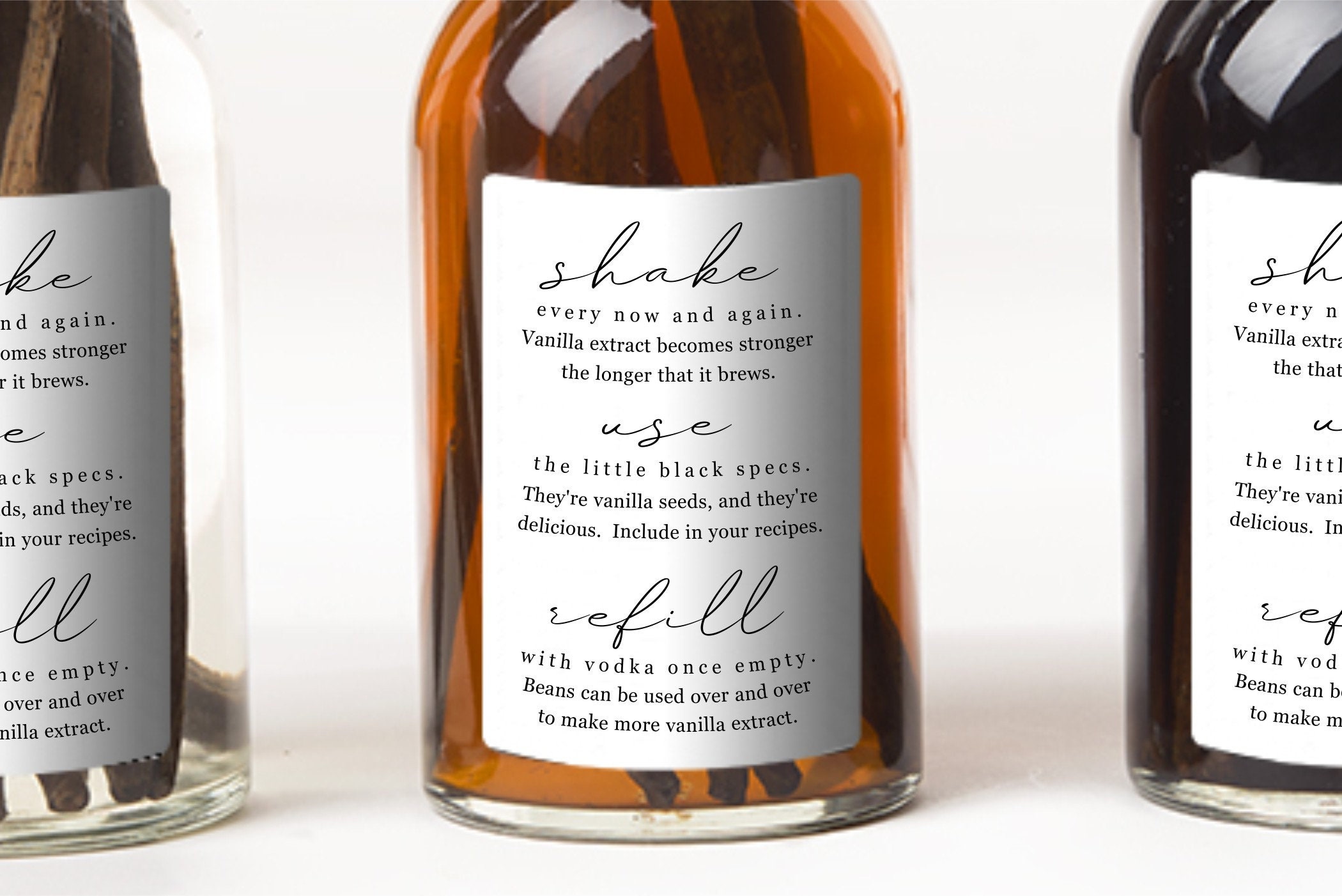 Homemade Vanilla Extract Instructions Label Template Shake Use Refill Printable Gift Sticker 
