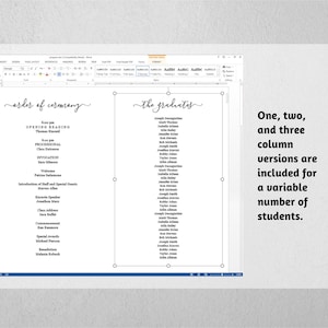 Graduation Program Template, Printable Pamphlet, Editable Word Doc ...