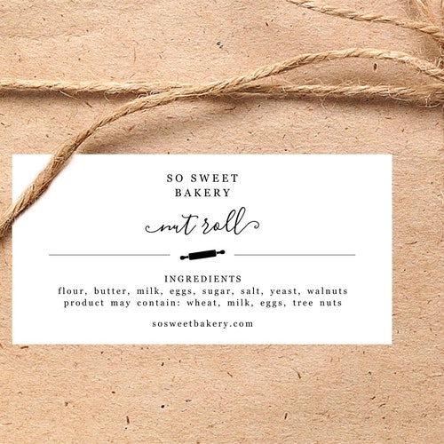Bakery Label Template Baked Good Sticker / 2 Printable - Etsy