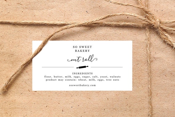 Bakery Label Template Baked Good Sticker / 4x2 | Etsy