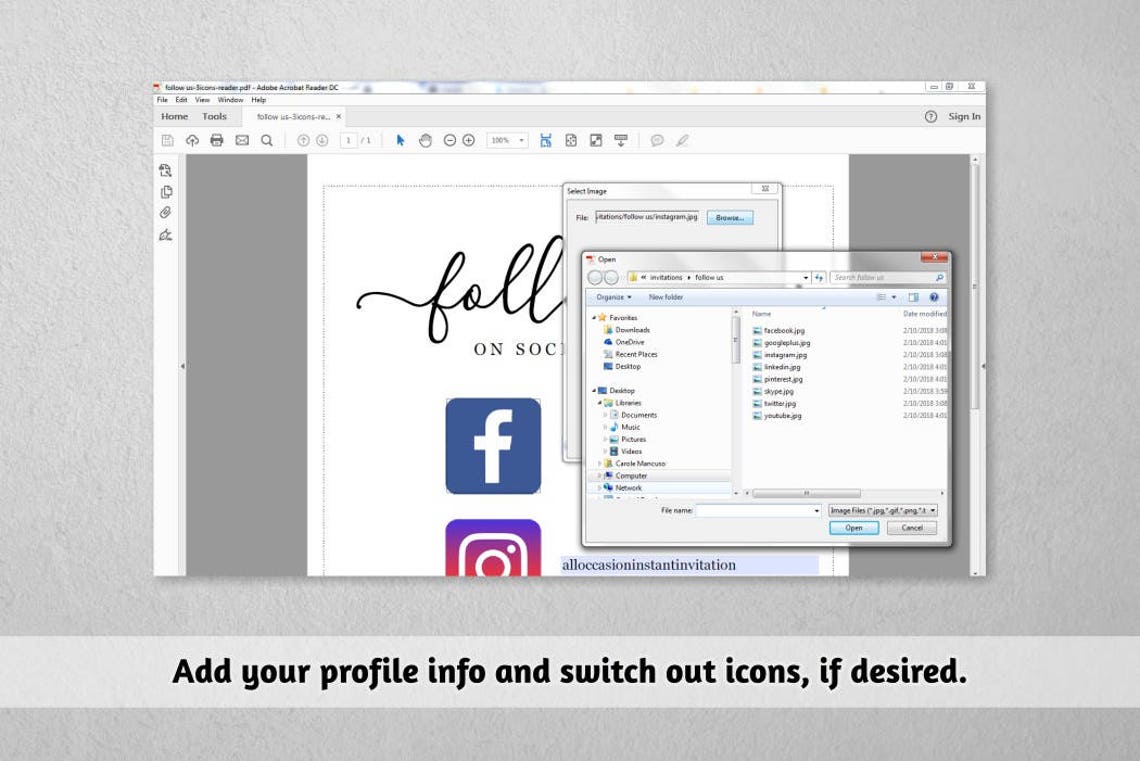 Business Social Media Sign With Icons Printable Template - Etsy