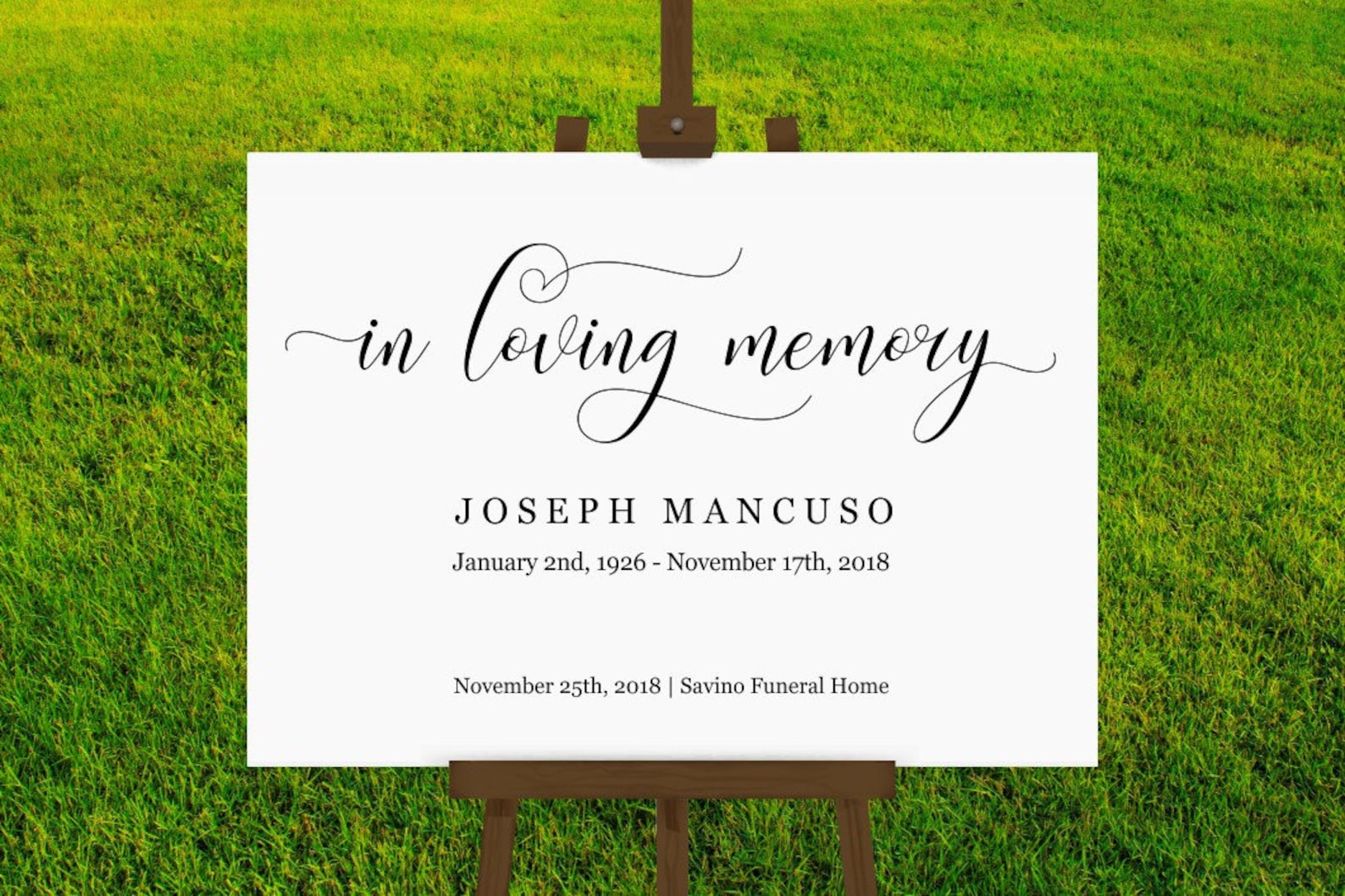 Funeral Sign Template Printable in Loving Memory Memorial - Etsy