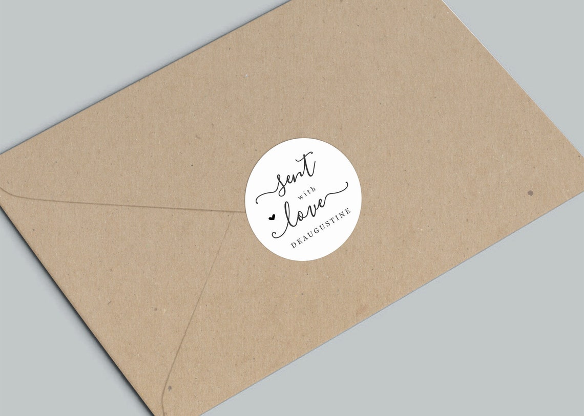 Printable Round Envelope Seal Template Sent With Love | Etsy