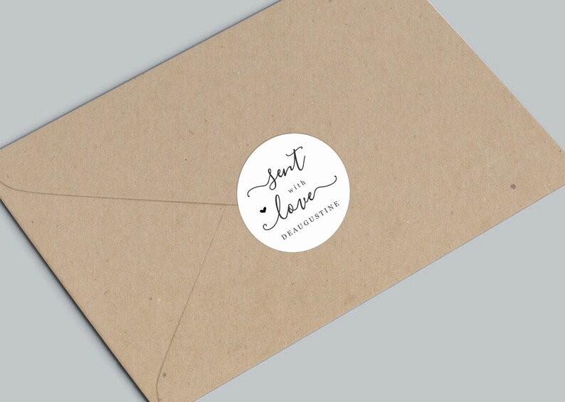 Printable Round Envelope Seal Template Sent With Love | Etsy