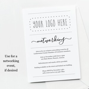 Business Meet and Greet Invitation Template, Add Logo, Printable Simple Company Networking ...