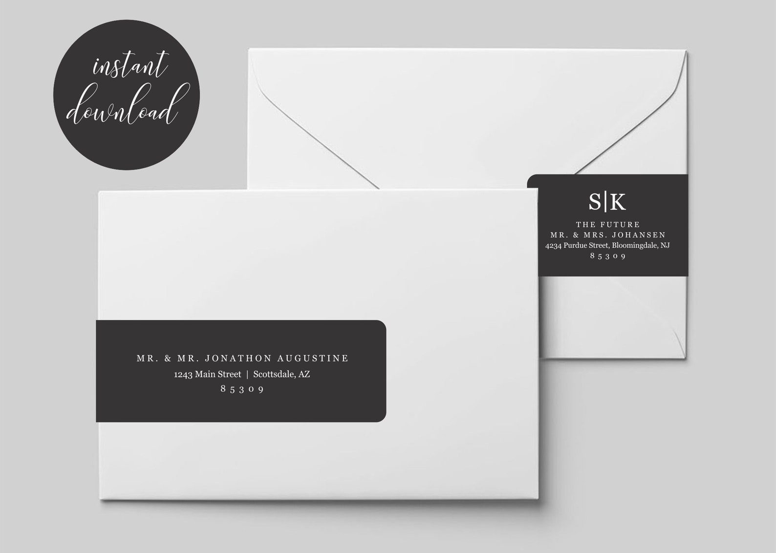 Printable Black Address Template for Envelope Wraparound - Etsy