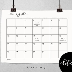 Editable Monthly Calendar Template Printable 2022 and 2023 - Etsy