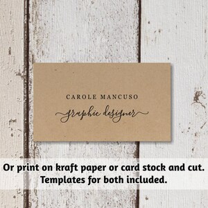 Business Card Template - Printable Personal Simple Rustic Design - Use ...