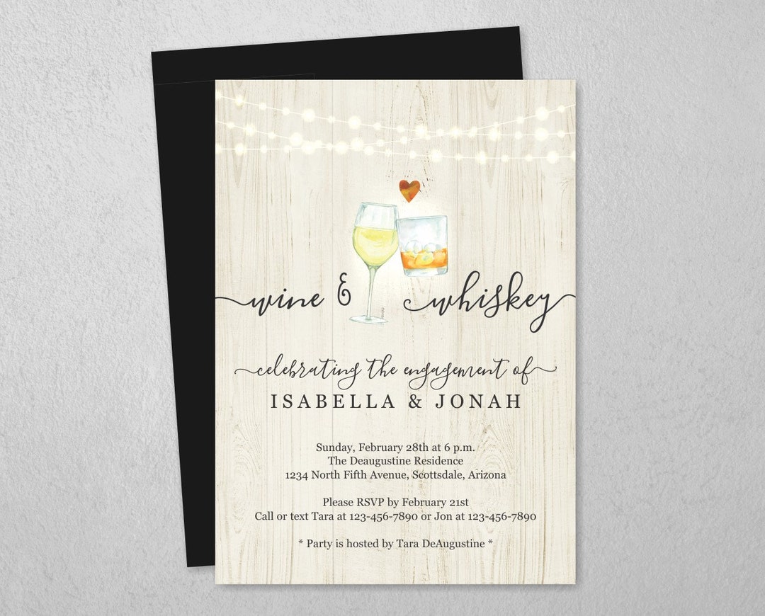 Wine & Whiskey Couple Shower Invitation Template, A Tasting Bridal ...