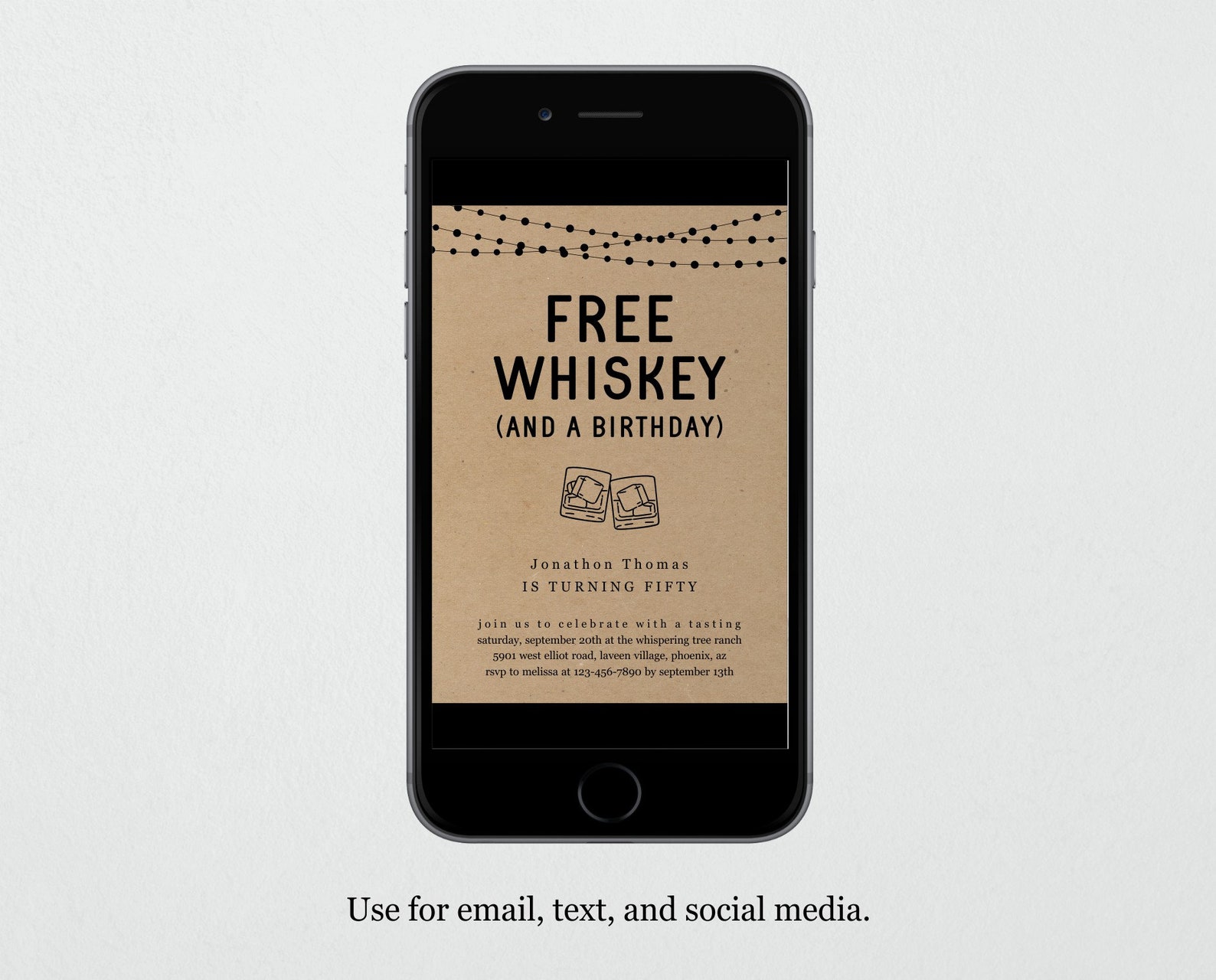 Free Whiskey Bourbon Birthday Party Invitation Template, Fun Funny ...