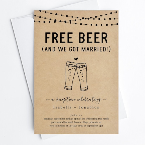 Funny Wedding Invitation Template Free Drinks Fun Printable - Etsy