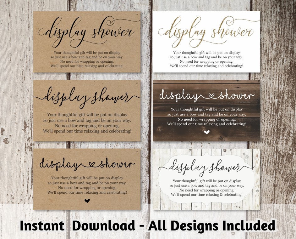 Display Shower Card Printable Template, Bridal / Baby Invitation Insert ...