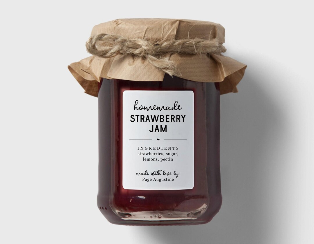 Homemade Jam Label Template, Printable Mason Jar Gift Sticker, Simple ...
