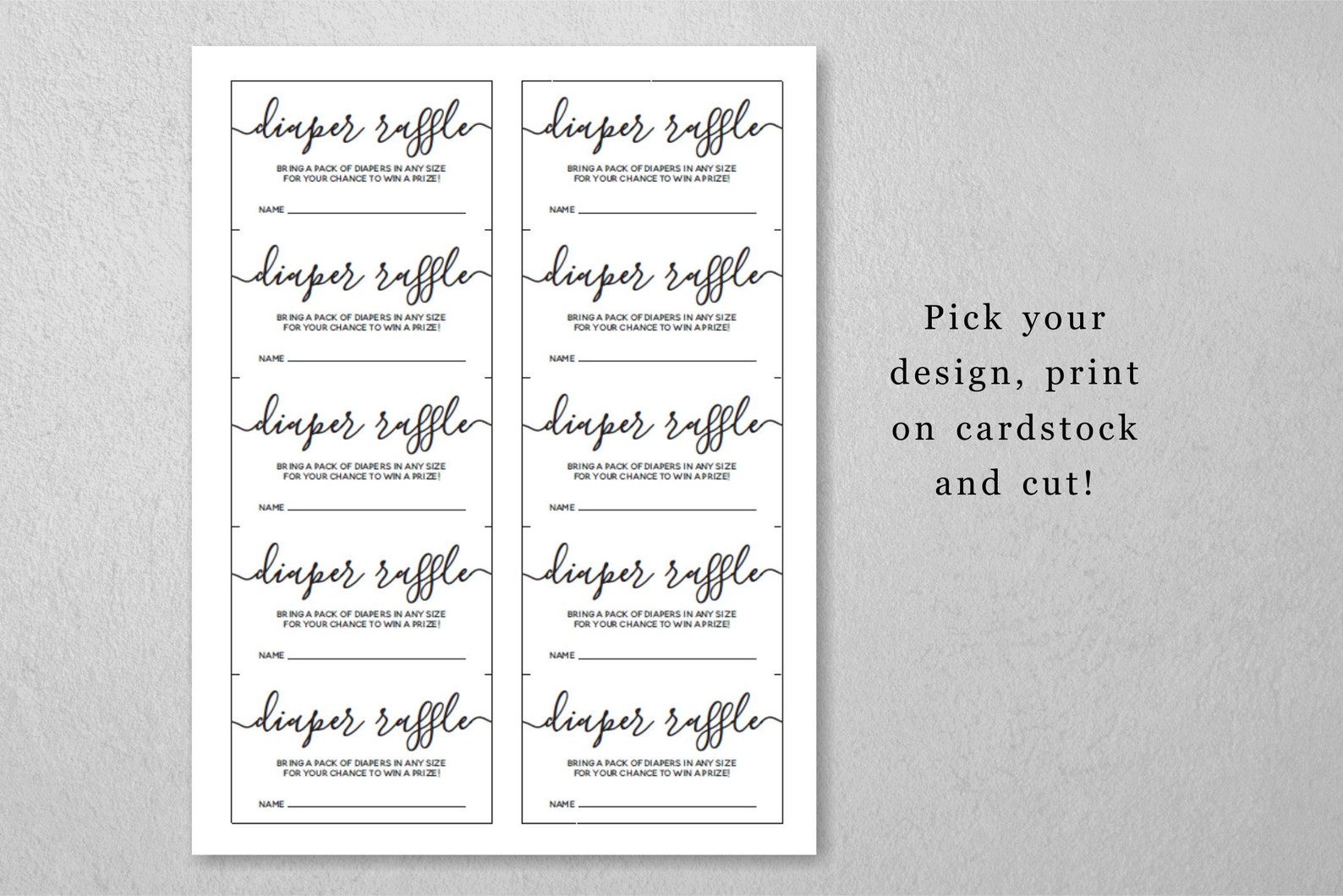 Printable Diaper Raffle Card Template - Baby Shower Invitation Insert ...