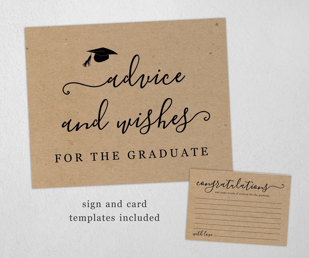 Printable Graduation Advice and Wishes Sign & Card Templates, Words of ...