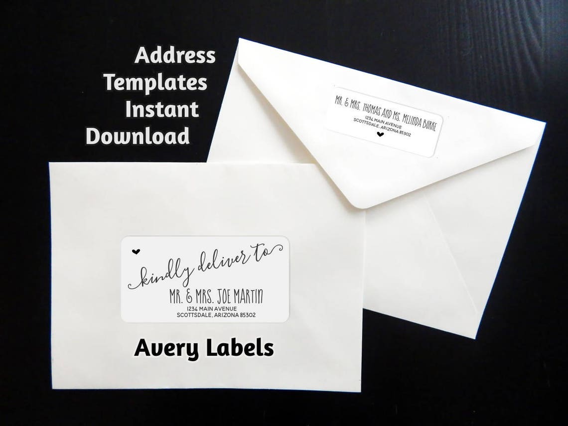 Printable Address Template for Envelope Labels Avery 2 X - Etsy