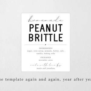 Homemade Peanut Brittle Label Template - Printable Gift Sticker ...