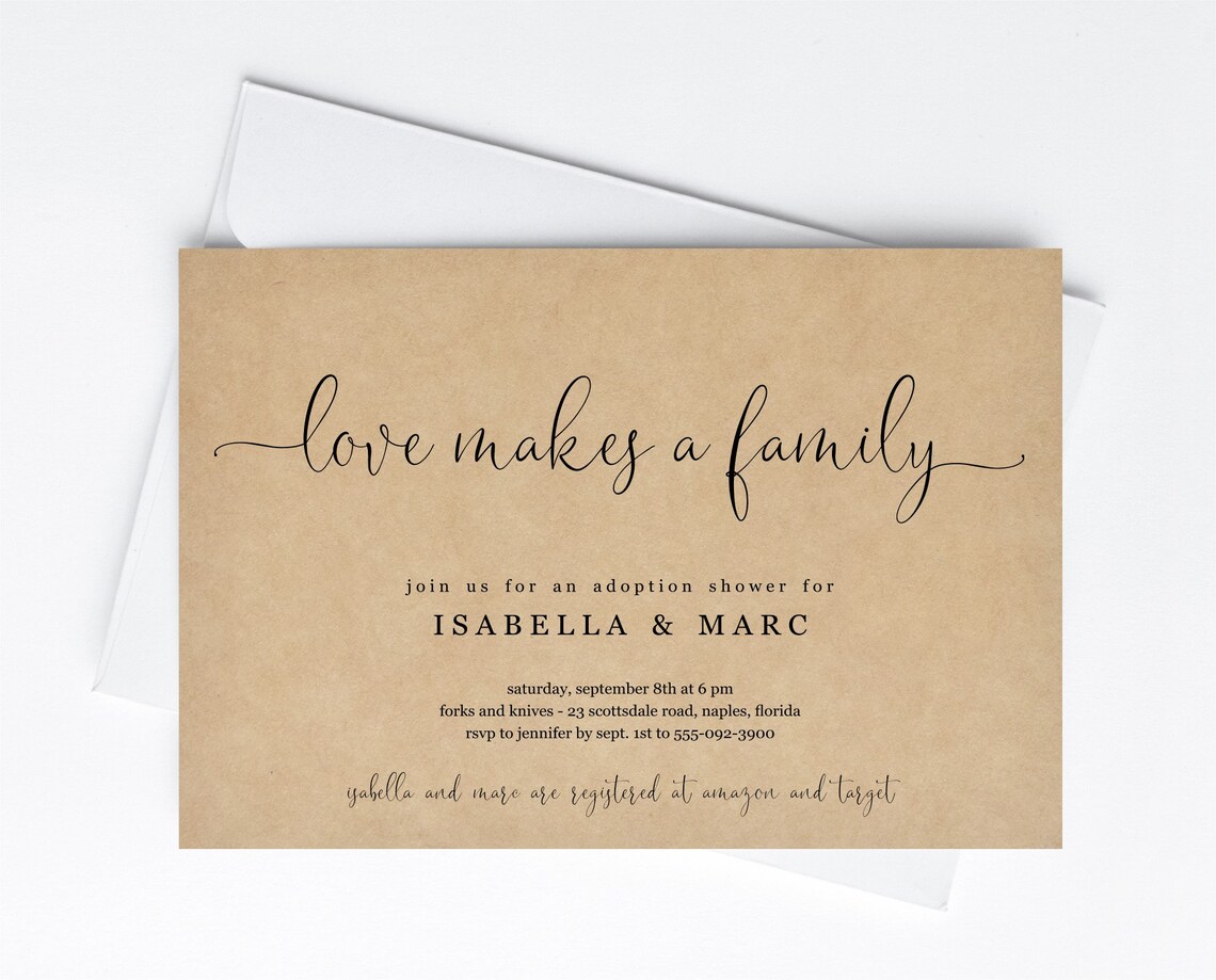 Printable Adoption Shower Invitation Template Couple's | Etsy