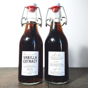 Homemade Vanilla Extract Labels With Instructions - Set of 18 Front and ...