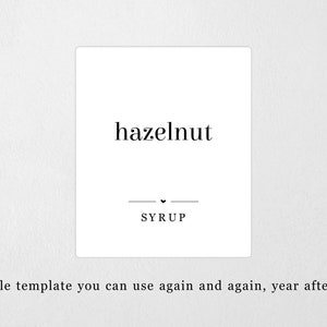 Coffee Syrup Label Template - Printable Sticker, Personalize Custom ...