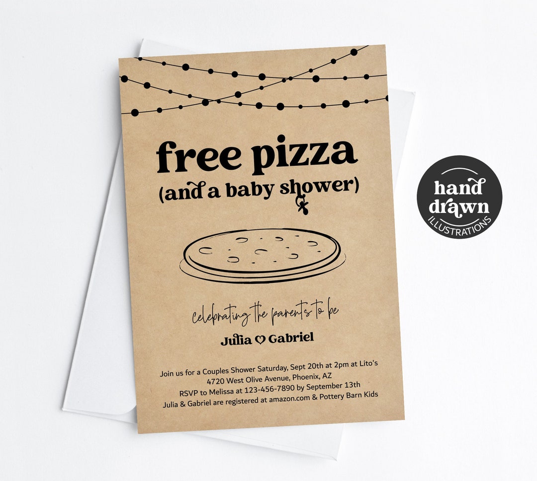 Pizza Baby Shower Invitation Template, Printable Couples Shower Invite ...