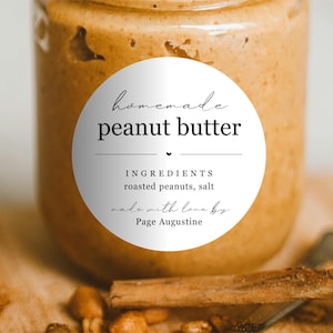 Homemade Peanut Butter Label Template - Printable Round Gift Sticker ...
