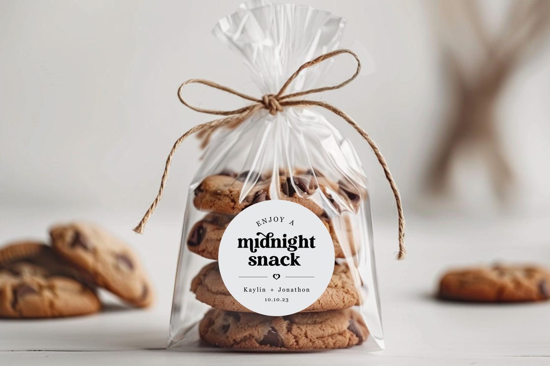 Midnight Snack Wedding Favor Labels - 2" Round Personalized Sweet And ...