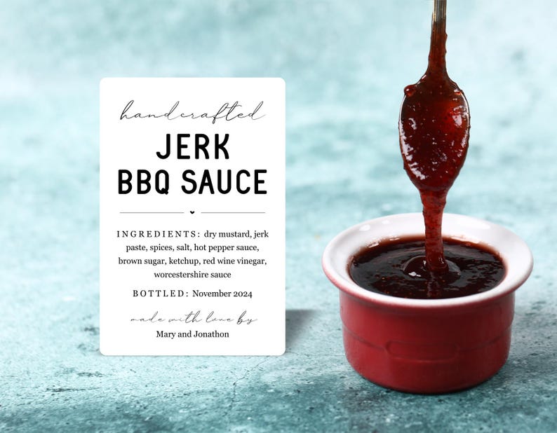 Homemade BBQ Sauce Bottle Label Template, Printable Barbeque Jar Gift ...