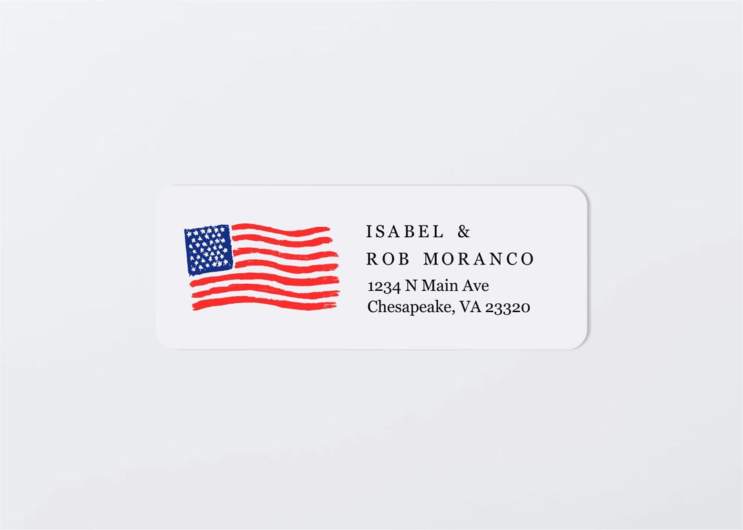 US Flag Address Label Template - Printable Patriotic American 4th of ...