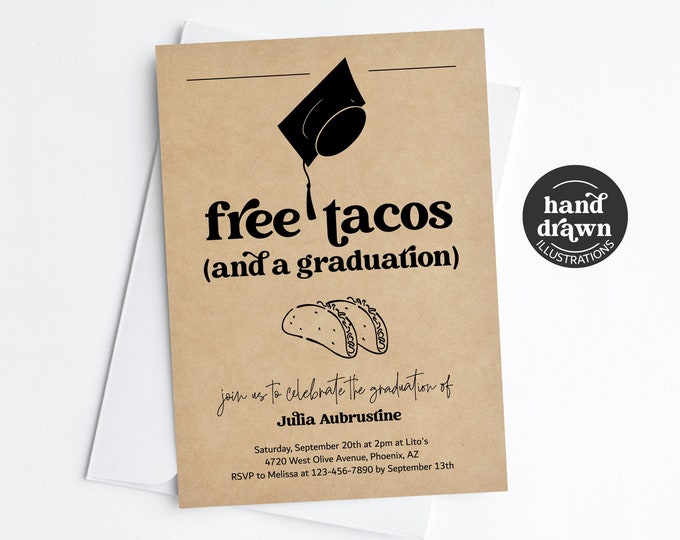 Taco Graduation Party Invitation Template, Printable Fun Funny 2025 ...