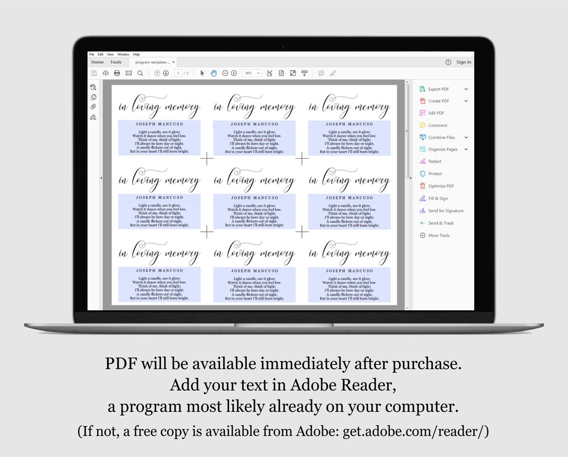 Funeral Favor Tag Template Printable Memorial Candle Tag - Etsy