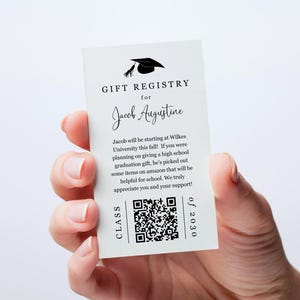 Graduation Gift Registry Card W- QR Code Template, Printable Graduation ...