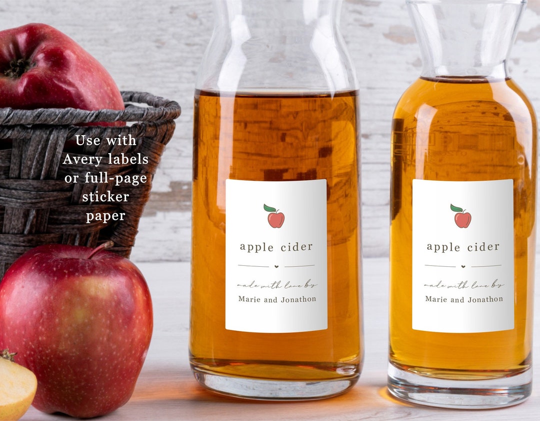 Homemade Apple Cider Label Template - Printable Hard Cider Bottle Gift ...