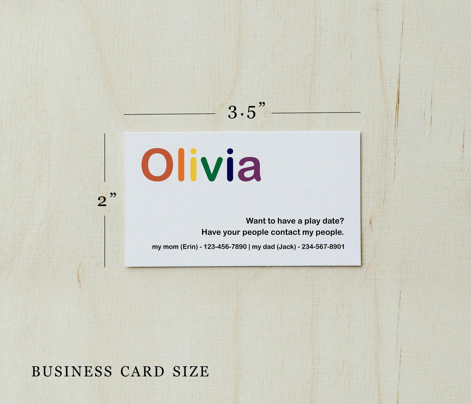 Kids Calling Cards, Play Date Card for Girl or Boy, Simple Cute ...
