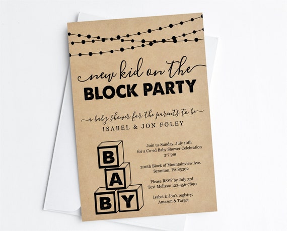 Baby Shower Block Party Invitation Template New Kid on the - Etsy