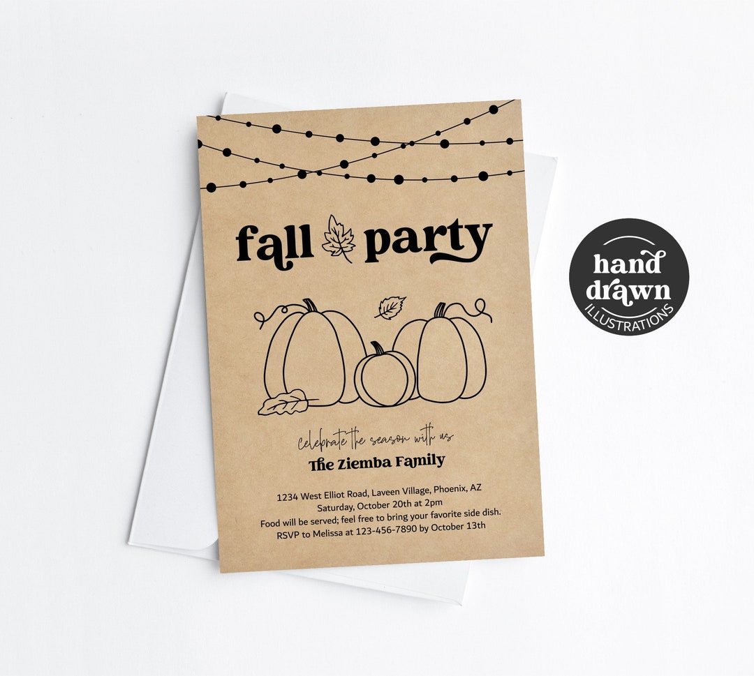 Fall Party Invitation Template, Printable Fall Celebration Invite Evite ...
