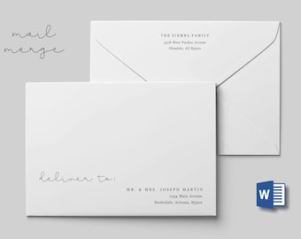Wedding Address Envelope Template for Microsoft Word Mail | Etsy